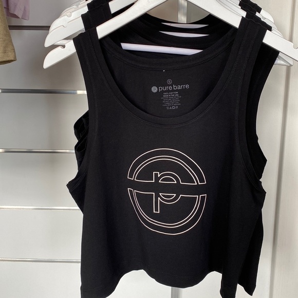Pure Barre | Tops | Divided Circle P Black Tank Cream Decal Crop Tank ...